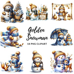 Golden Snowman Clipart - 18 High Quality Pngs, Memory Book, Junk ...