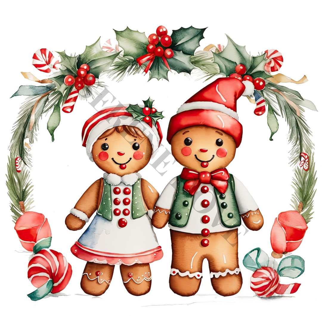 Gingerbread Boy and Girl Clipart - 12 High Quality Pngs, Digital ...