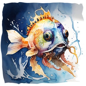 Magical Fish Clipart - 12 High Quality Pngs, Memory Book, Junk Journals ...