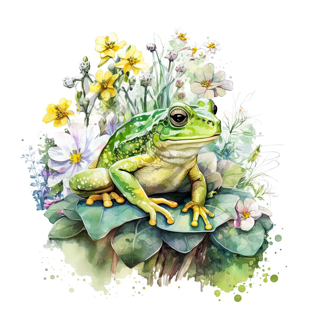 Green Frog Clipart - 12 High Quality Pngs, Digital Paper Crafting ...