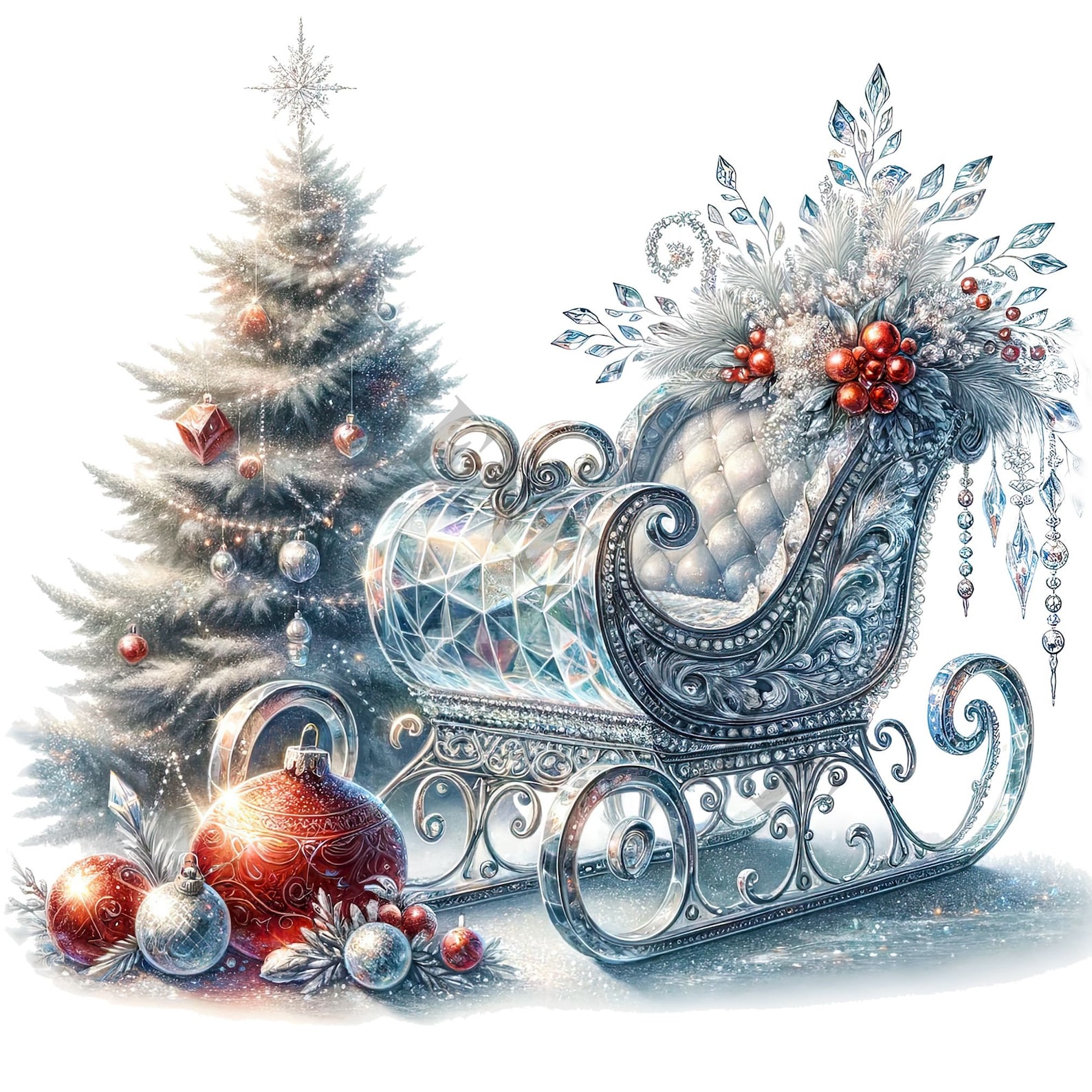 Santa Claus Sleigh Clipart - 12 High Quality Pngs, Memory Book, Junk ...