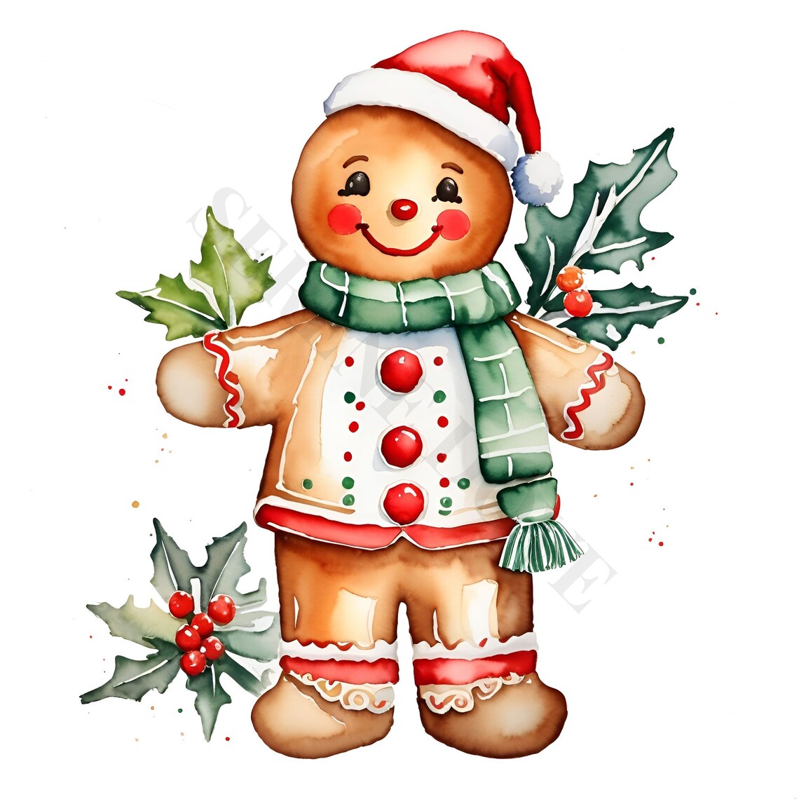 Gingerbread Man Clipart - 10 High Quality Pngs, Digital Download, Card ...