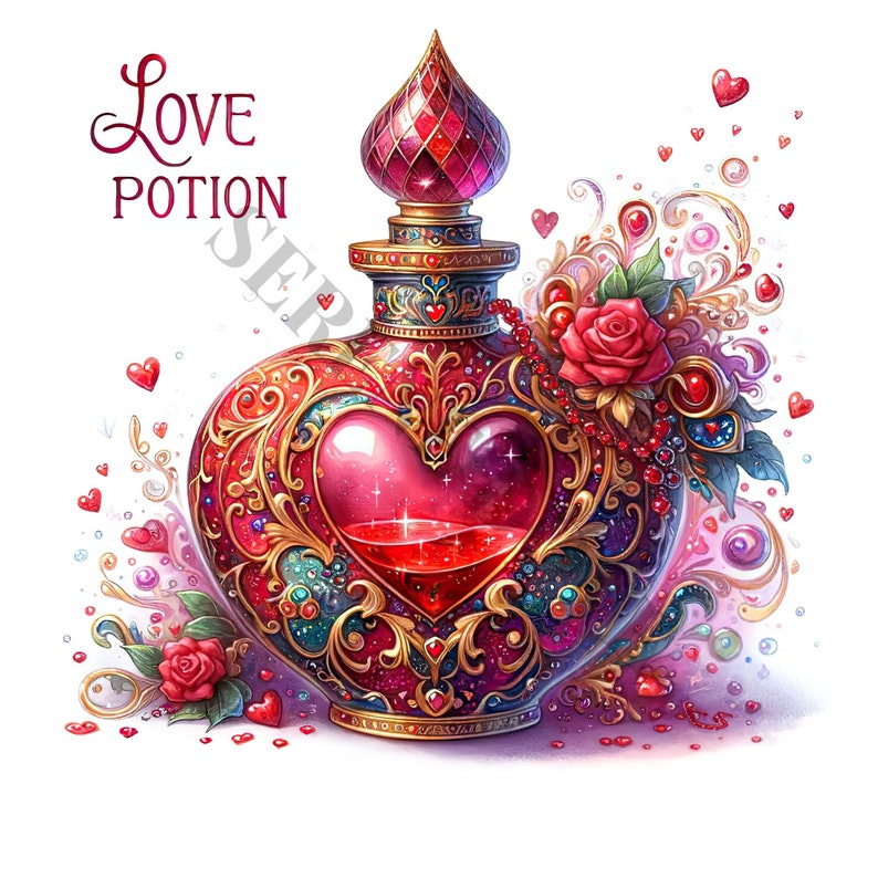 Love Potion Clipart - 16 High Quality Pngs, Digital Download, Card ...