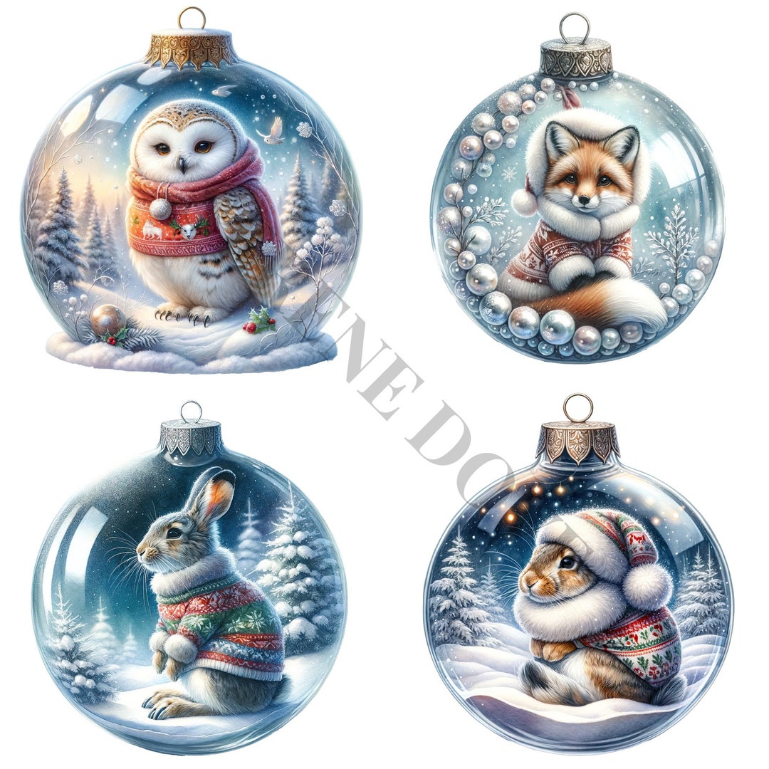 Winter Animals Bauble Clipart - 20 High Quality Pngs, Memory Book, Junk ...