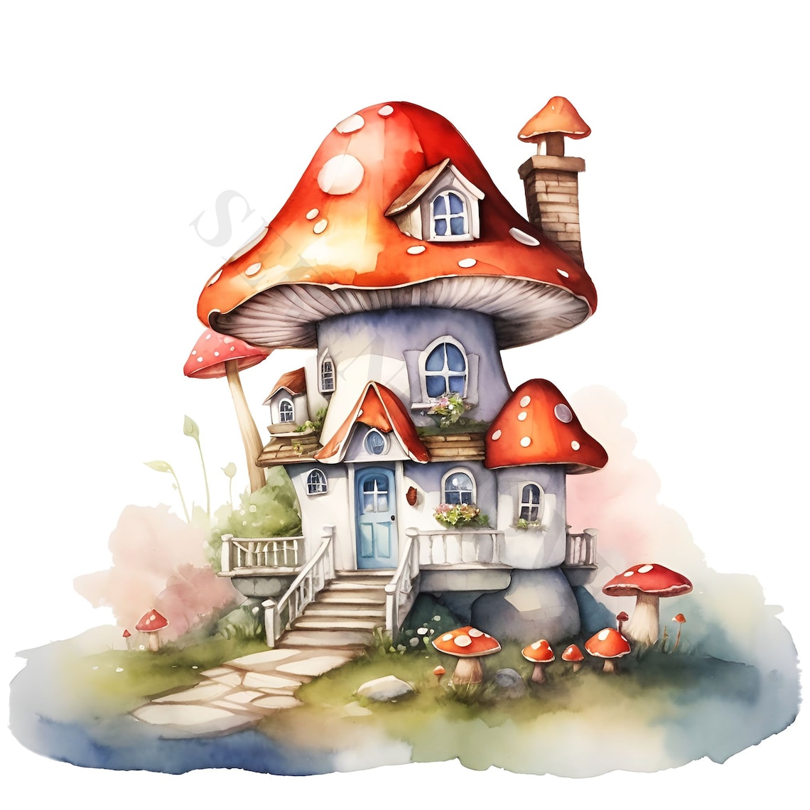 Toadstool House Clipart 10 High Quality Pngs Digital - Etsy