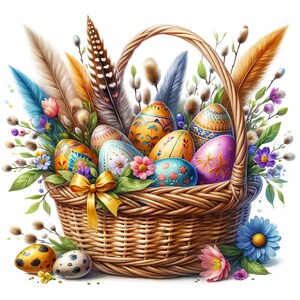 Easter Eggs Basket Clipart - 12 High Quality Pngs, Memory Book, Junk ...