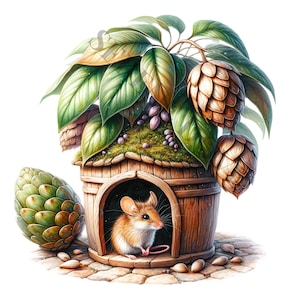 Mouse House Clipart - 14 High Quality Pngs, Digital Download, Card ...