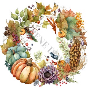Thanksgiving / Autumn Wreath Clipart - 12 High Quality Pngs, Memory ...
