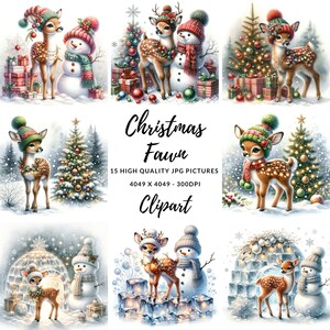 Christmas Fawn Clipart - 15 High Quality Pngs/jpgs, Digital Paper ...