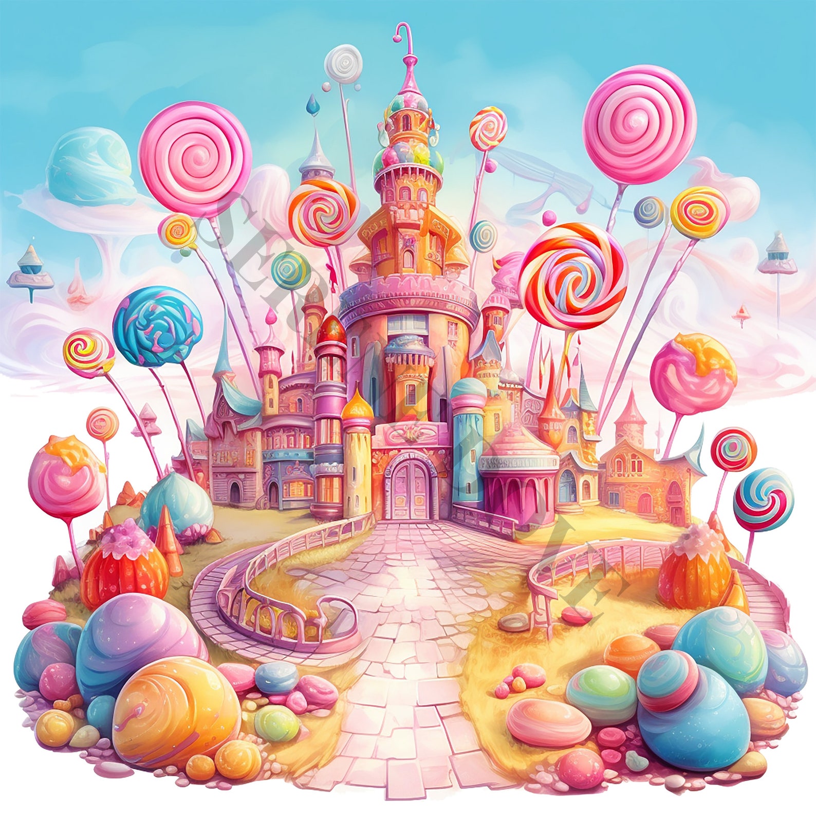 Candyland Castle Clipart - 12 High Quality Pngs, Digital Paper Crafting, Digital Planner ...