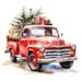 Red Christmas Truck Clipart - High Quality 12 Pngs, Watercolor Clipart ...