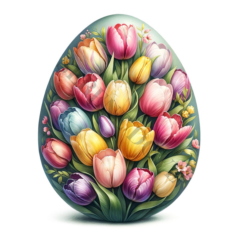 Floral Easter Egg Clipart - 18 High Quality Pngs, Memory Book, Junk ...