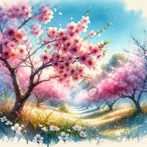 Cherry Orchard Clipart - 12 High Quality Jpgs, Digital Paper Crafting ...