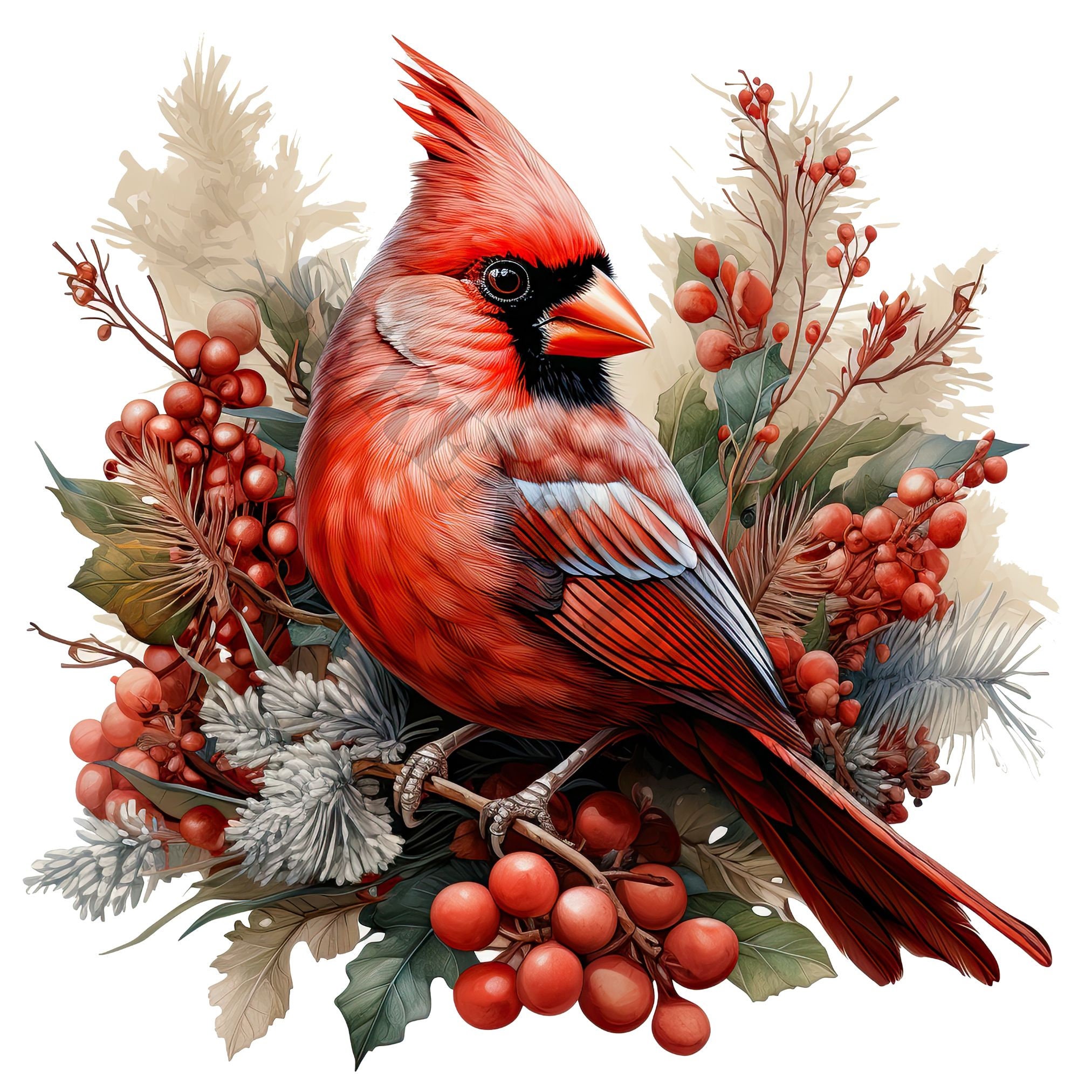 Christmas Red Cardinal Clipart - 12 High Quality Pngs, Memory Book ...