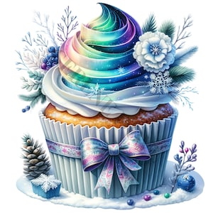 Frosty Winter Cupcake Clipart - 15 High Quality Pngs, Digital Download ...