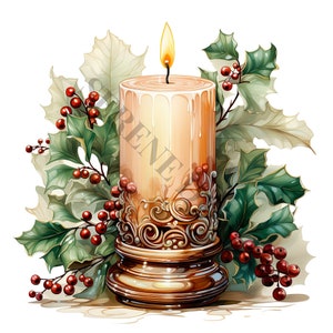 Christmas Candle Clipart - 12 High Quality Pngs, Digital Planner, Junk ...