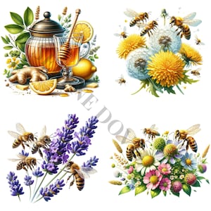 Honey and Bees Clipart - 18 High Quality Pngs, Digital Planner, Junk ...