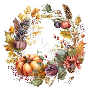 Thanksgiving / Autumn Wreath Clipart - 12 High Quality Pngs, Memory ...