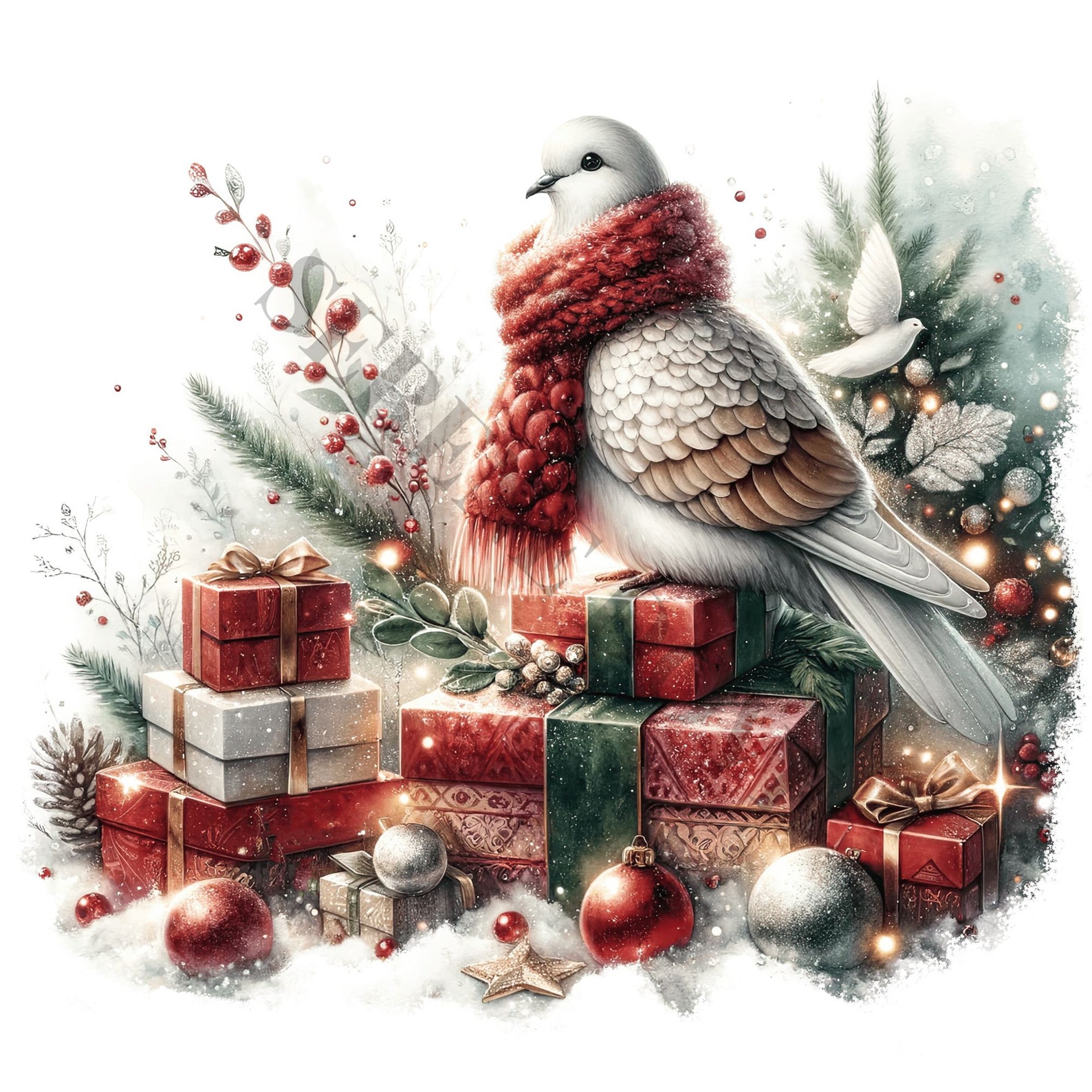 Christmas Dove Clipart - 13 High Quality Pngs, Memory Book, Junk ...