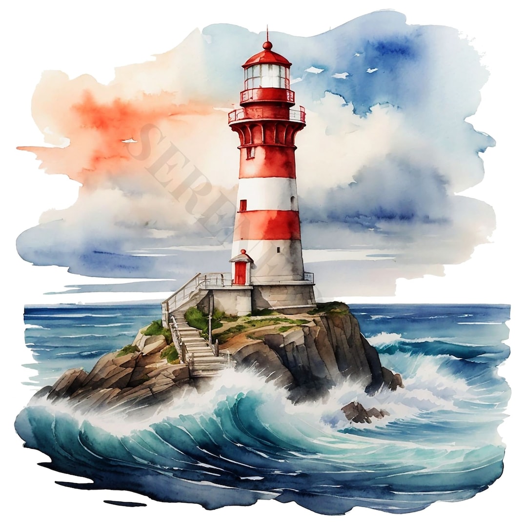 Lighthouse Clipart - 12 High Quality Pngs, Digital Download, Card ...