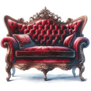 Antique Velvet Sofa Clipart - 12 High Quality Pngs, Memory Book, Junk ...