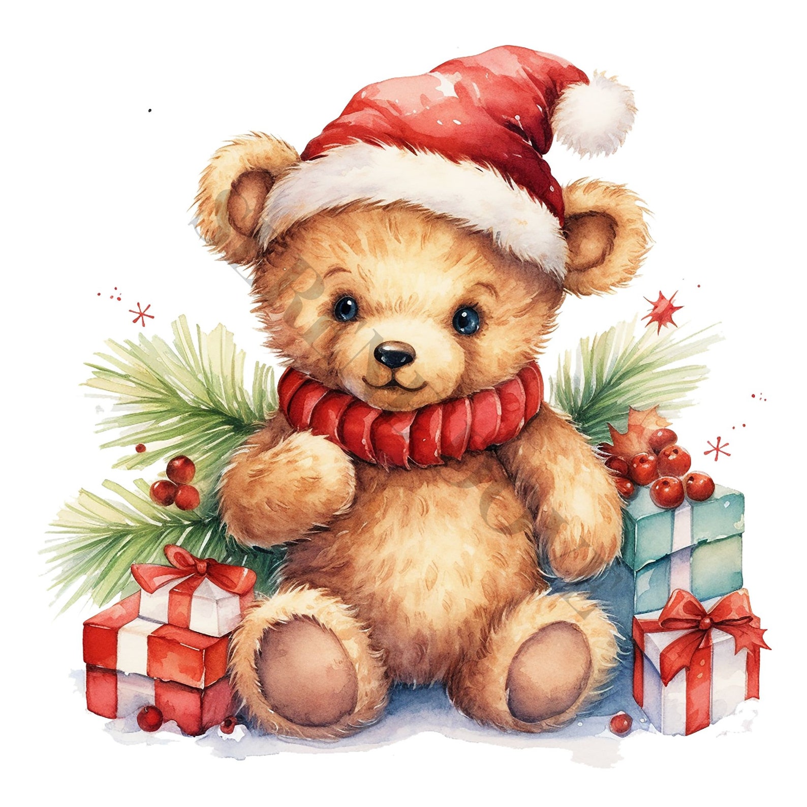 Christmas Teddy Bear Clipart 12 High Quality Pngs Memory - Etsy
