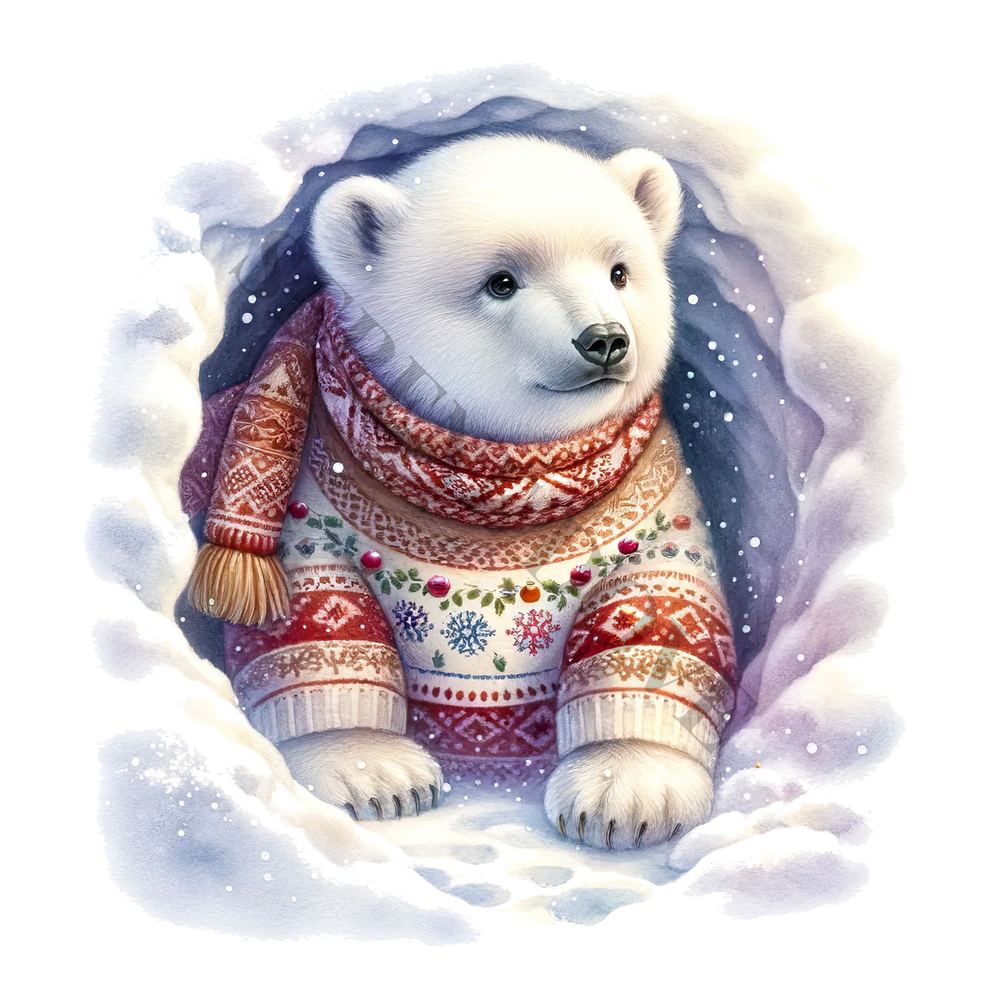 Winter Polar Bear Clipart 13 High Quality Pngs Memory Book - Etsy UK