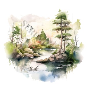 Bog Landscape Clipart - 14 High Quality Pngs, Digital Paper Crafting ...