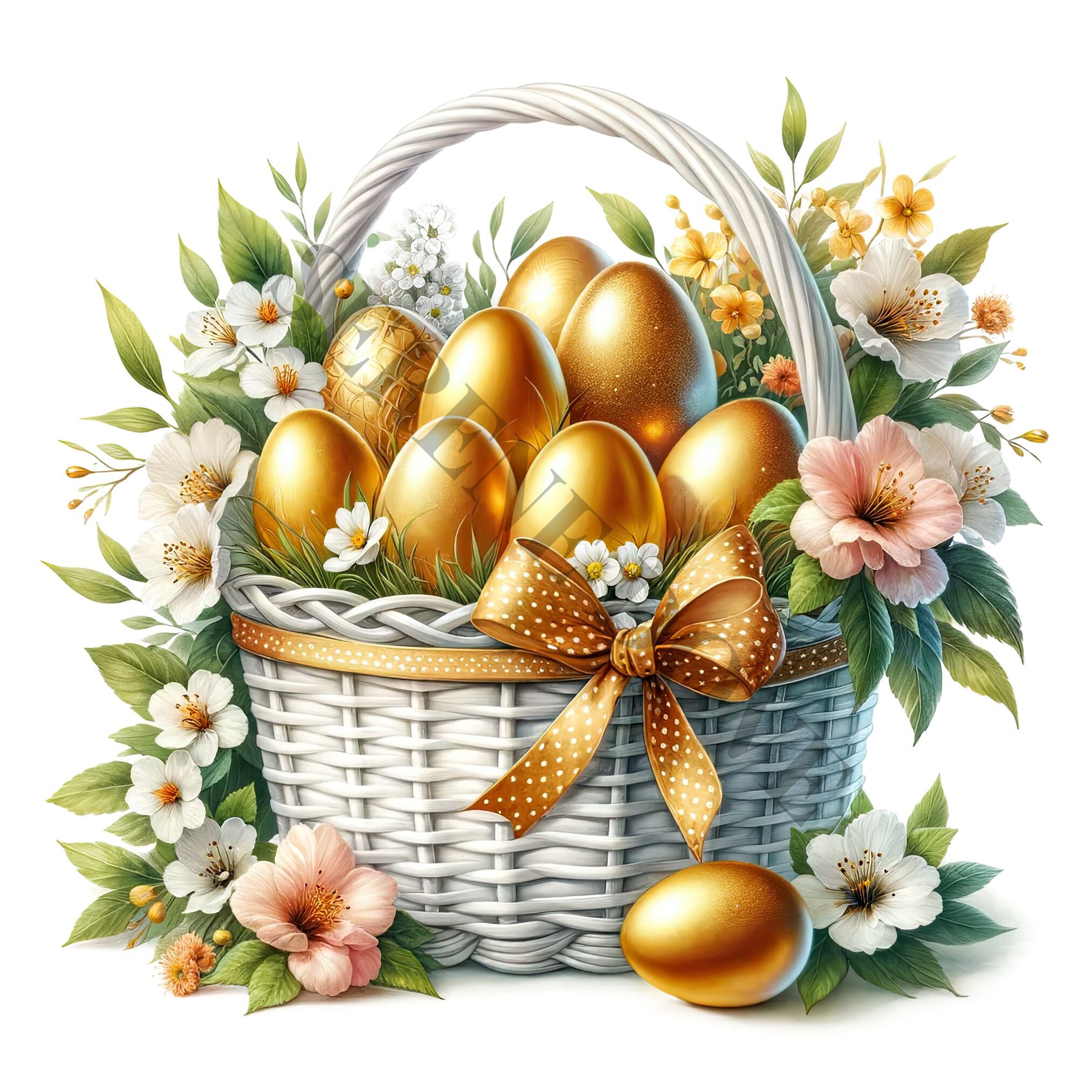 Golden Easter Eggs Clipart - 13 High Quality Pngs, Memory Book, Junk ...