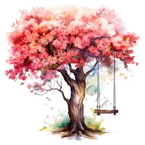 Spring Tree Swing Clipart - 14 High Quality Pngs, Digital Planner, Junk ...