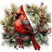 Christmas Red Cardinal Wreath Clipart - 12 High Quality Pngs, Memory ...