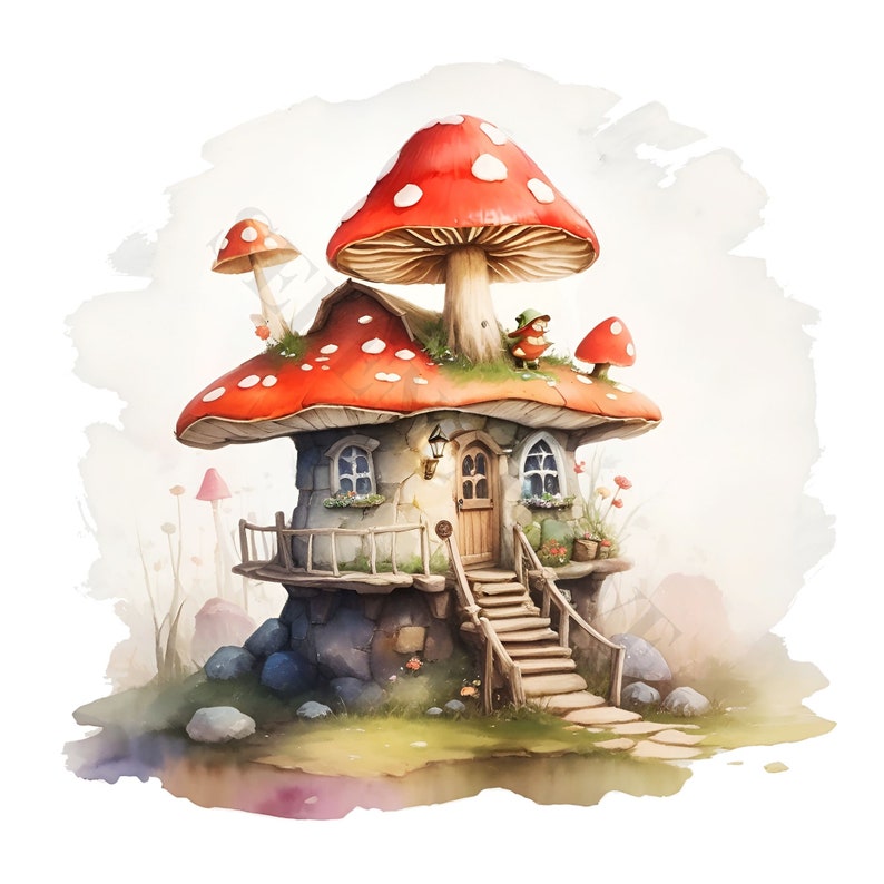 Toadstool House Clipart 10 High Quality Pngs Digital - Etsy