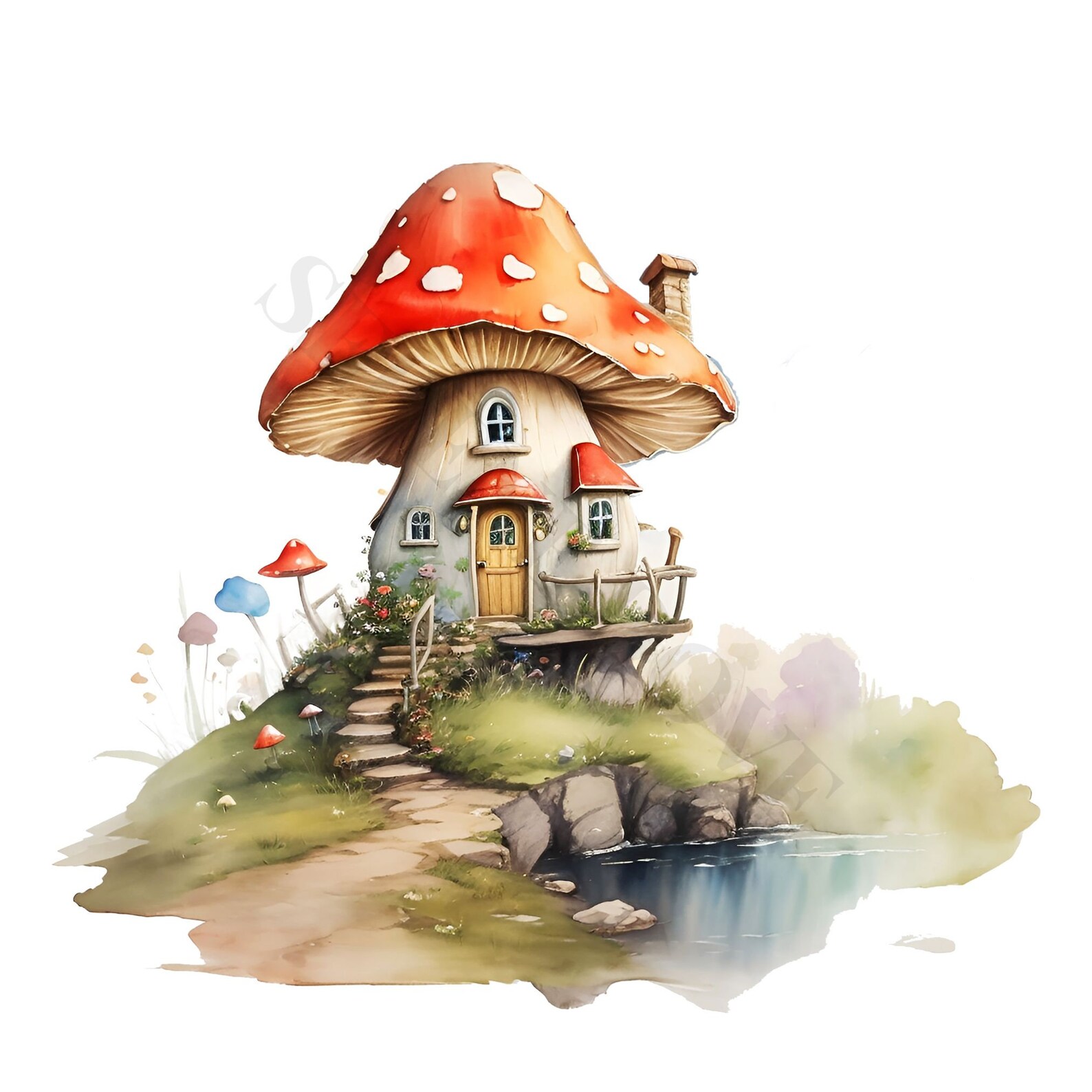 Toadstool House Clipart 10 High Quality Pngs Digital - Etsy