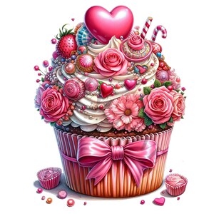Valentines Love Cupcake Clipart - 12 High Quality Pngs, Memory Book ...