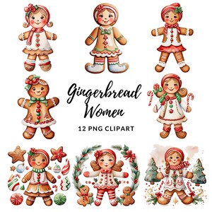 Gingerbread Women Clipart - 12 High Quality Pngs, Digital Download ...