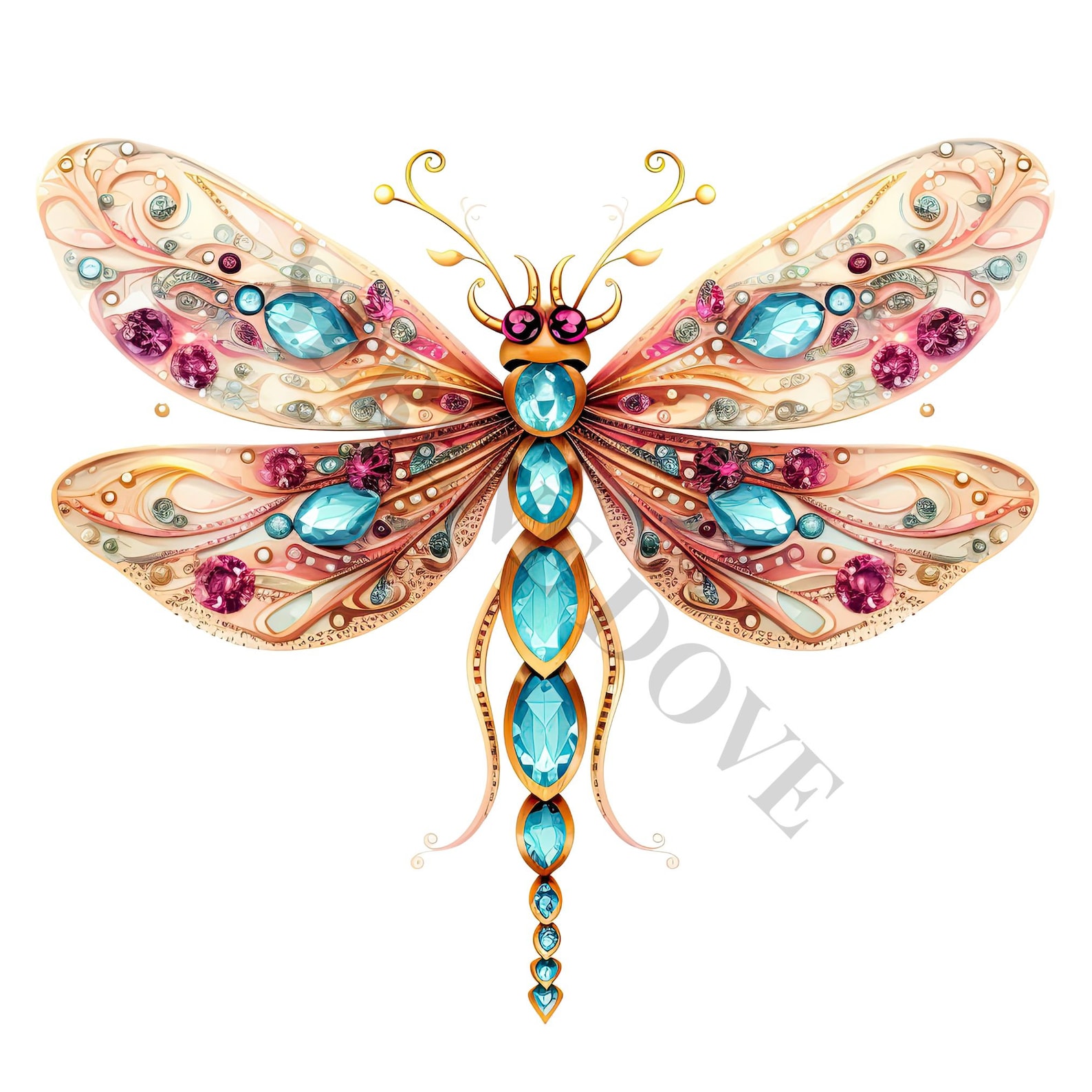 Magical Dragonfly Clipart - 12 High Quality Pngs, Digital Planner, Junk ...