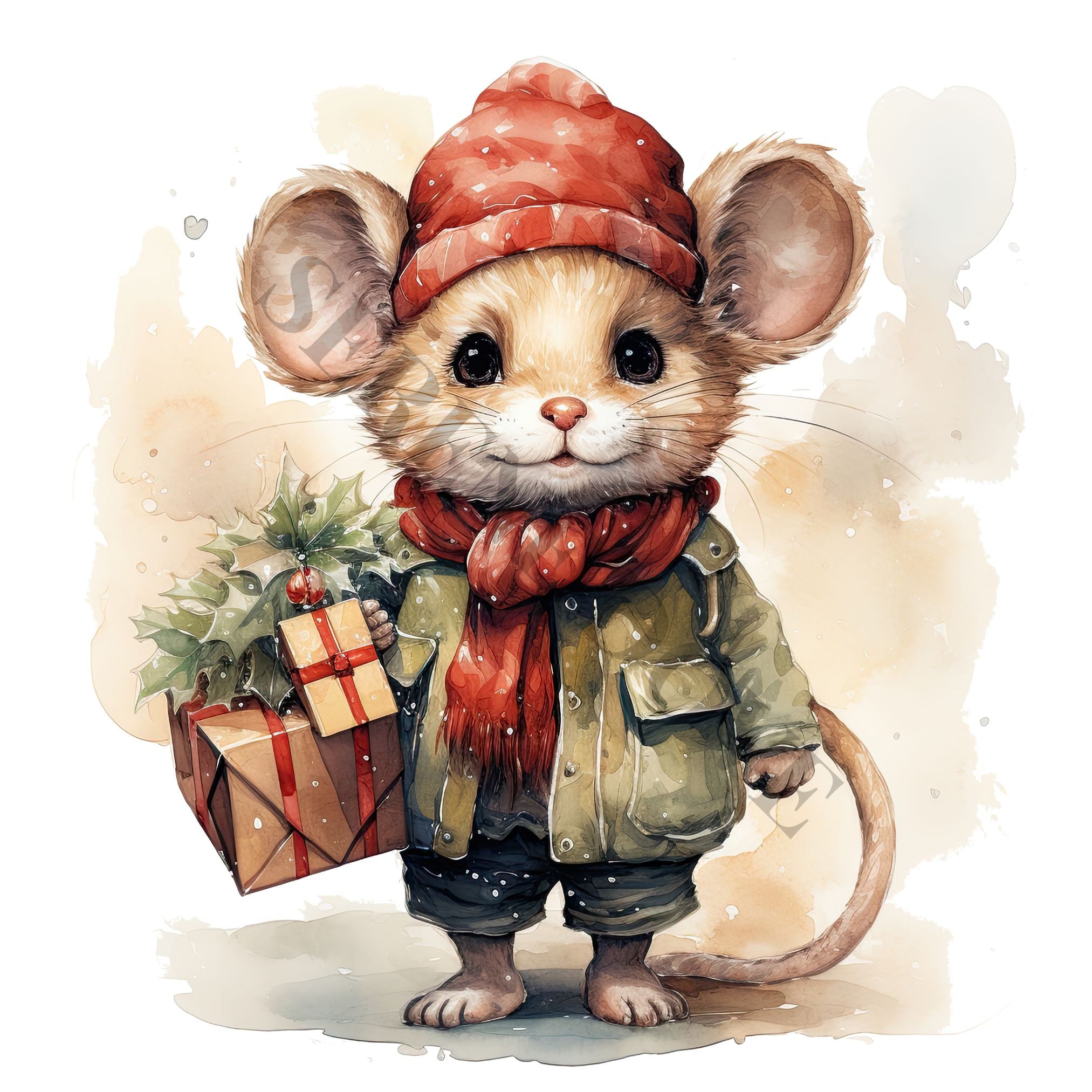 Christmas Mouse Clipart 12 High Quality Pngs Digital Paper - Etsy