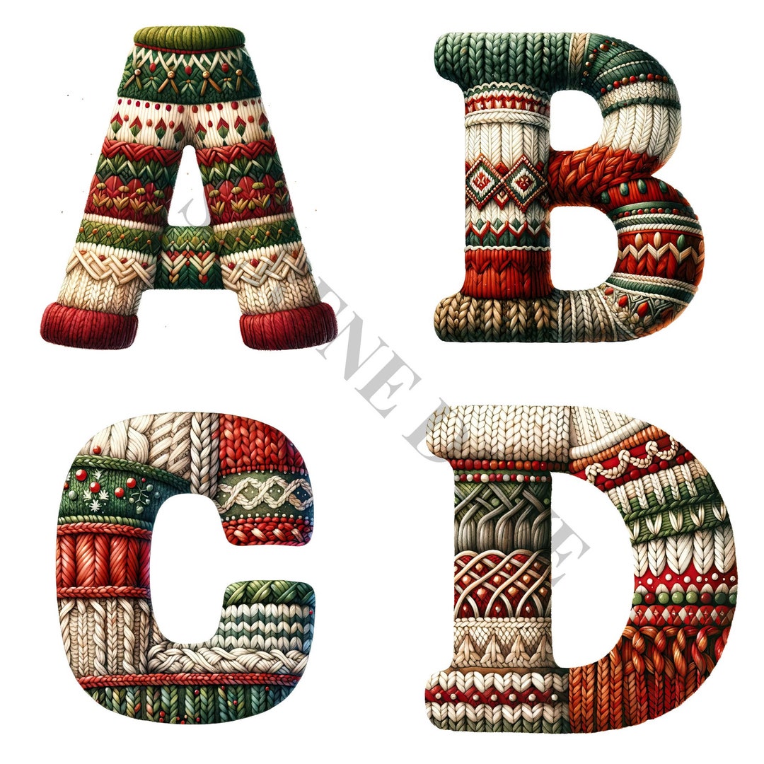 Knitted Alphabet Clipart - 26 High Quality Pngs, Memory Books, Junk ...