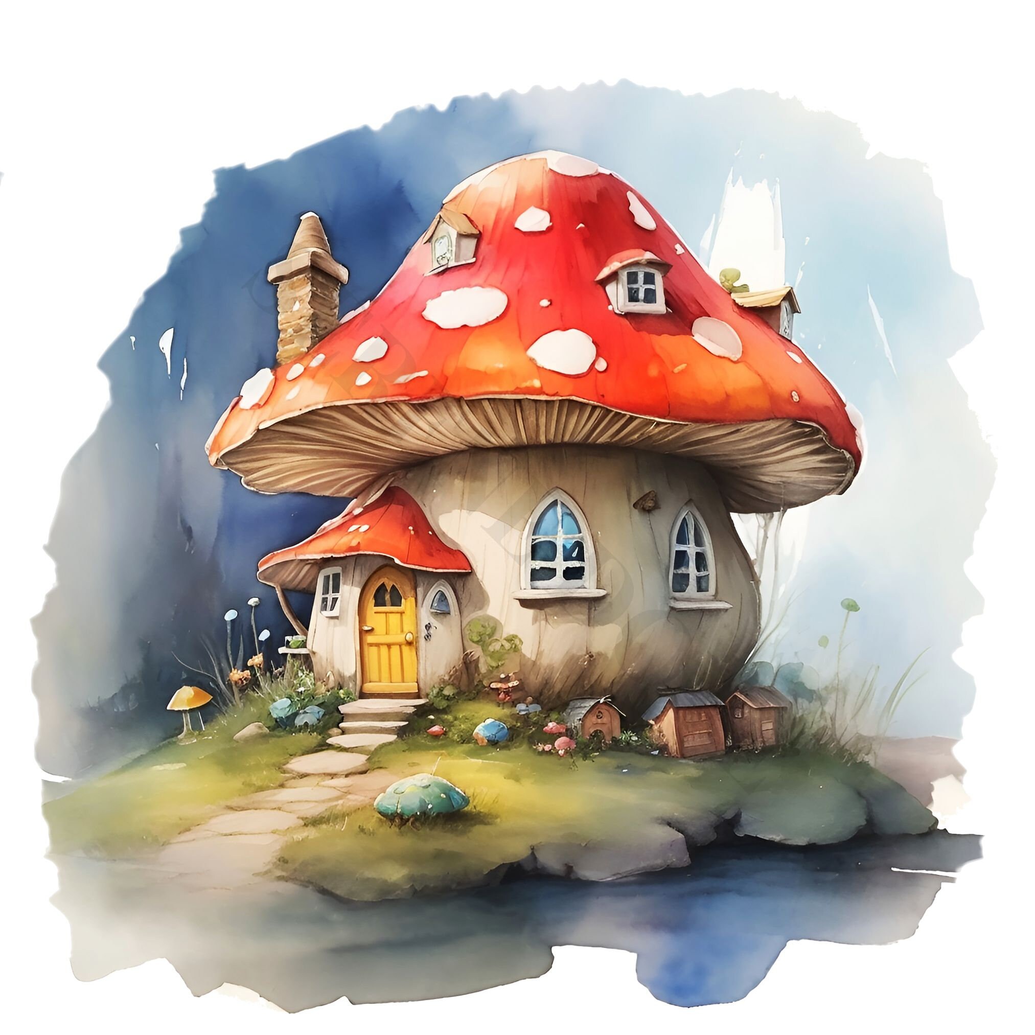 Toadstool House Clipart 10 High Quality Pngs Digital - Etsy