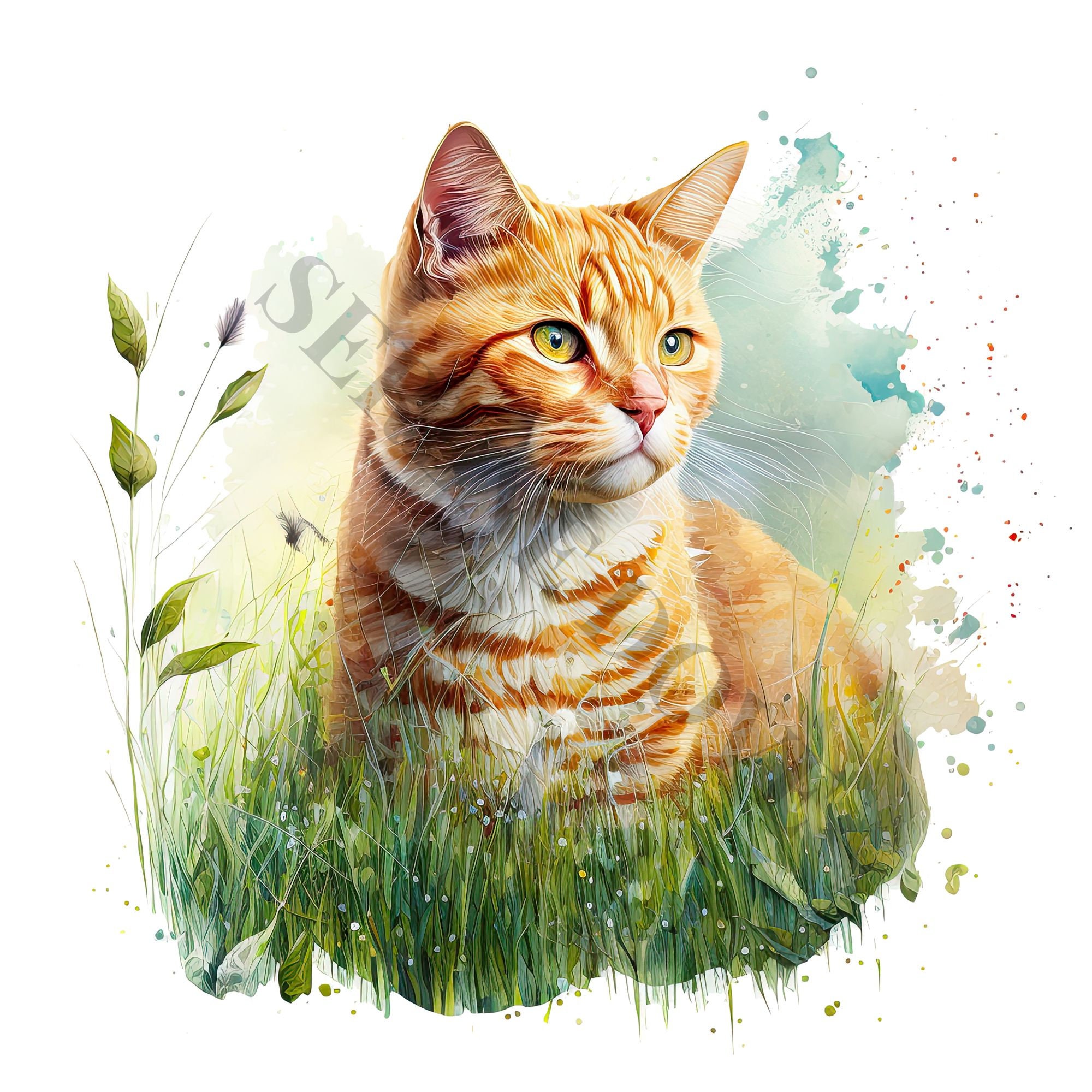 Ginger Tabby in a Meadow Clipart 12 High Quality Pngs - Etsy