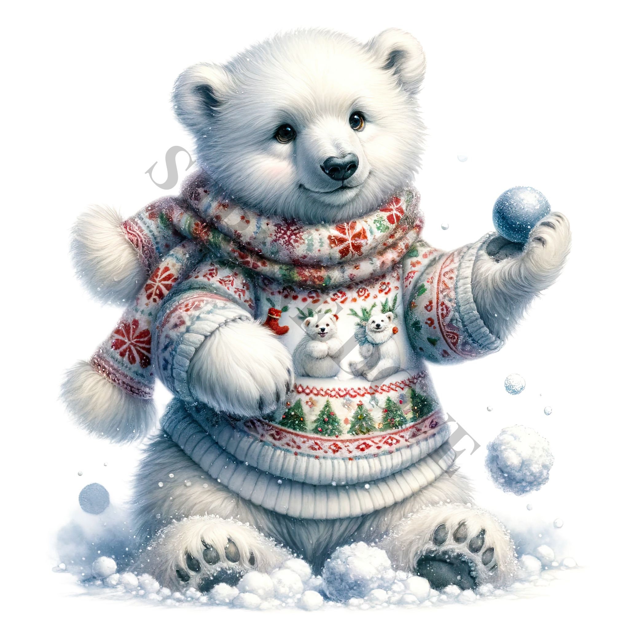 Winter Polar Bear Clipart 13 High Quality Pngs Memory Book - Etsy UK