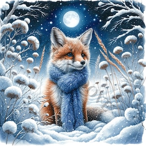 Winter Fox Clipart - 15 High Quality Pngs, Digital Download, Card ...