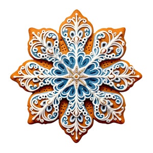 Gingerbread Snowflake Clipart - 12 High Quality Pngs, Digital Paper ...