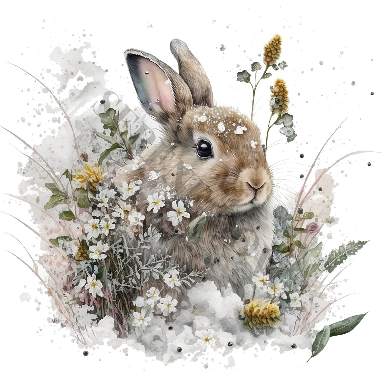 Winter Bunny Clipart 12 High Quality Pngs, Digital Paper Crafting ...