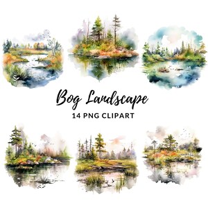 Bog Landscape Clipart - 14 High Quality Pngs, Digital Paper Crafting ...