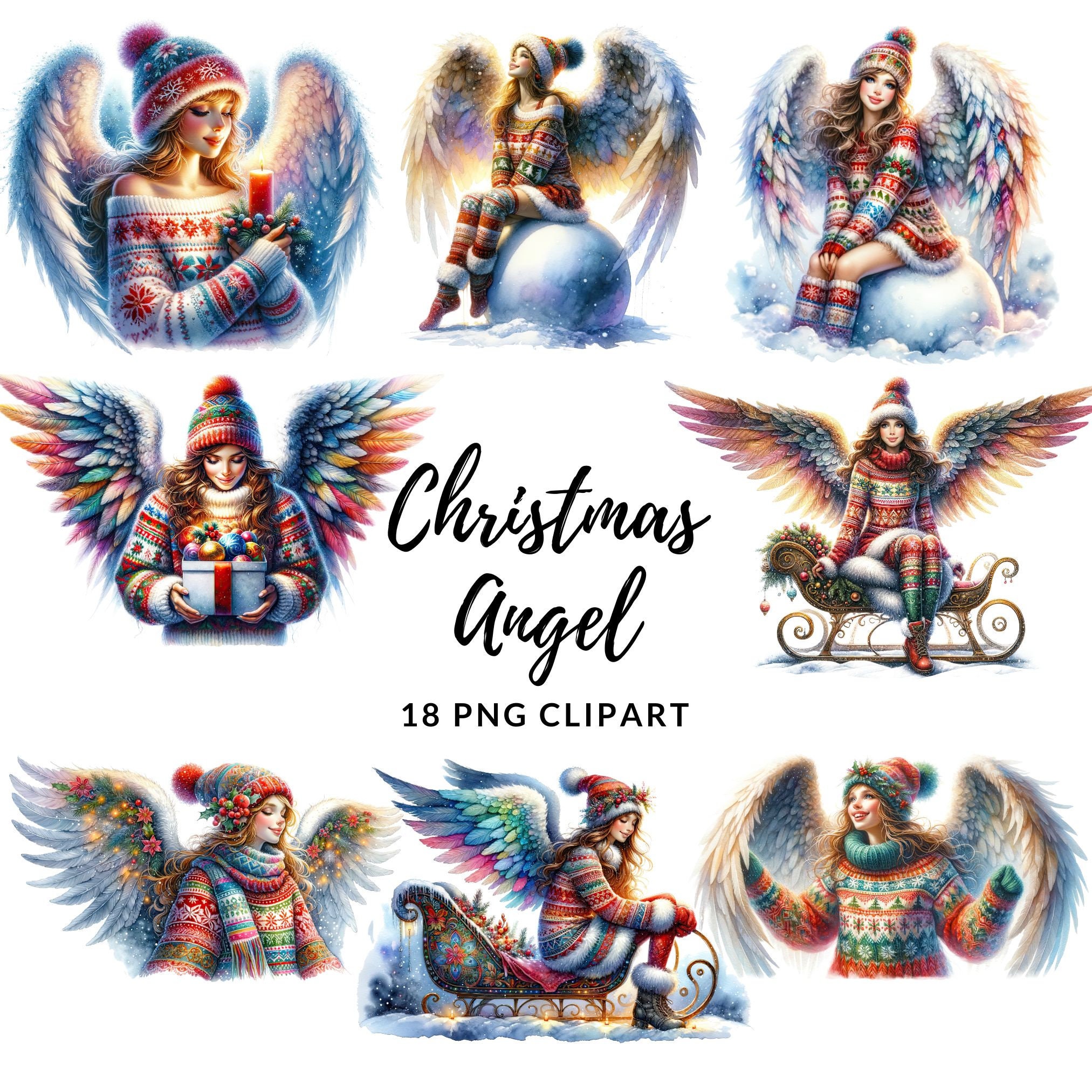 Christmas Angel Clipart 18 High Quality Pngs Memory Book - Etsy