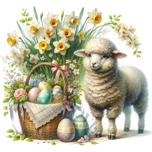 Easter Sheep Clipart - 12 High Quality Pngs, Digital Download, Card ...