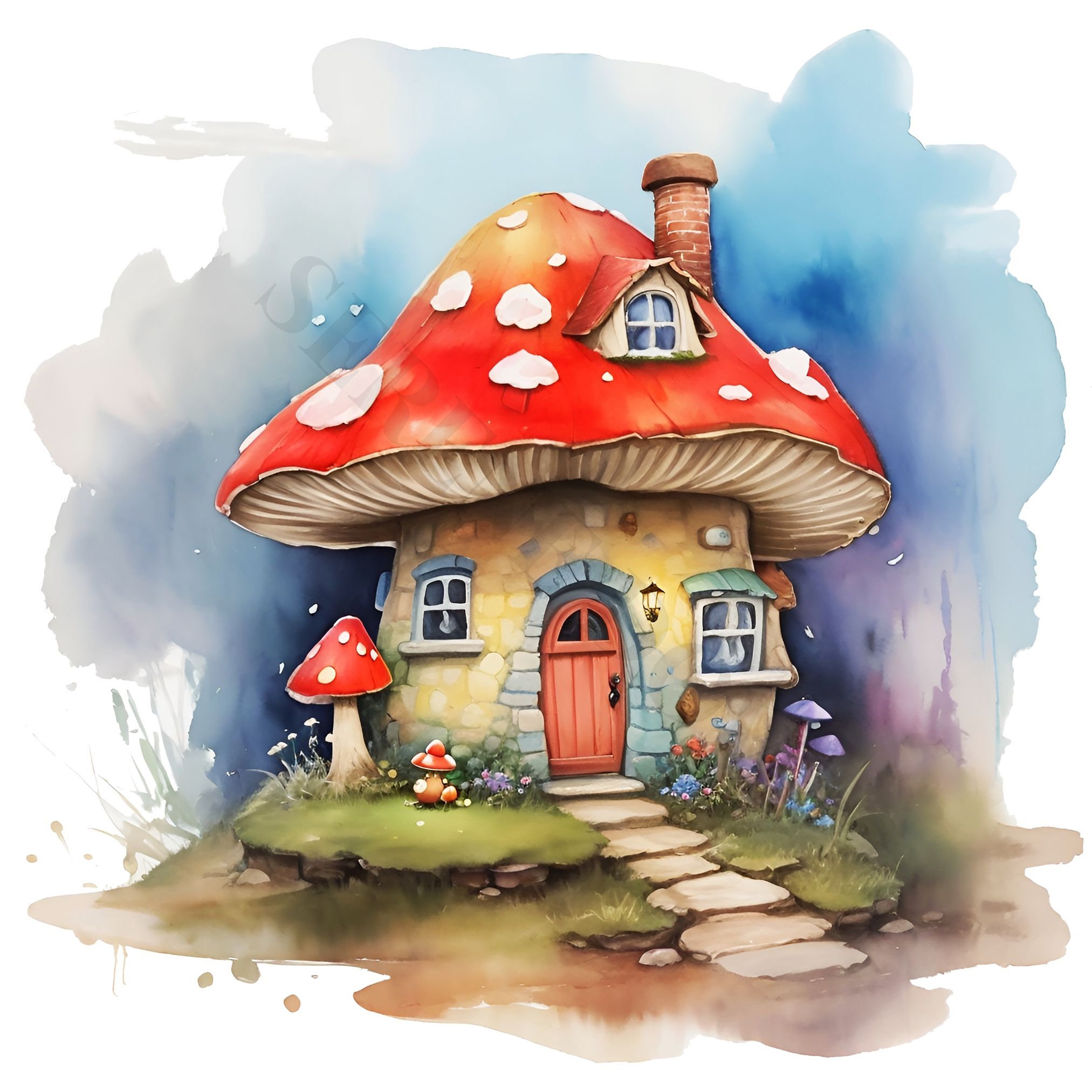 Toadstool House Clipart 10 High Quality Pngs Digital - Etsy