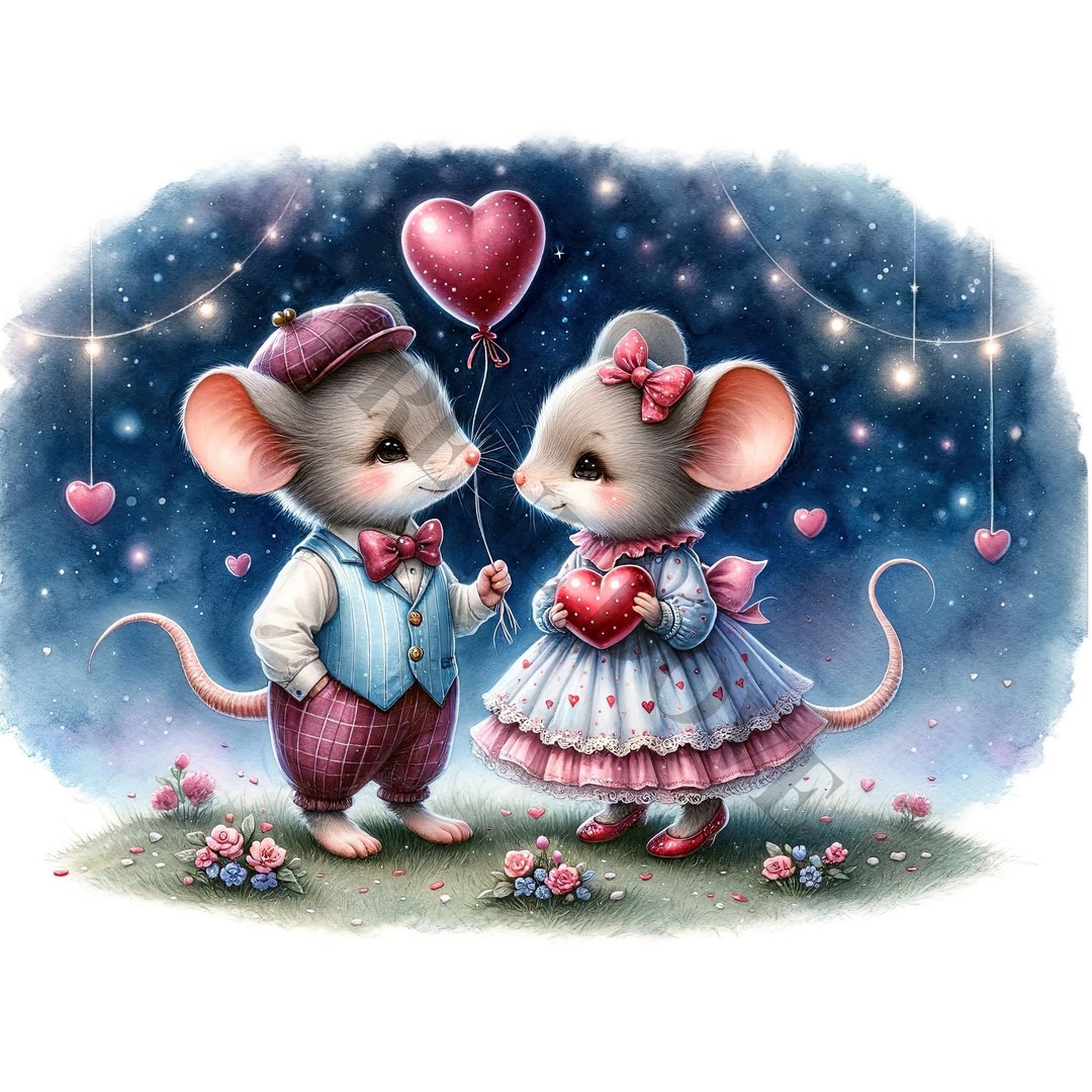 Loving Mouse Couple Clipart - 15 High Quality Pngs, Memory Book, Junk ...