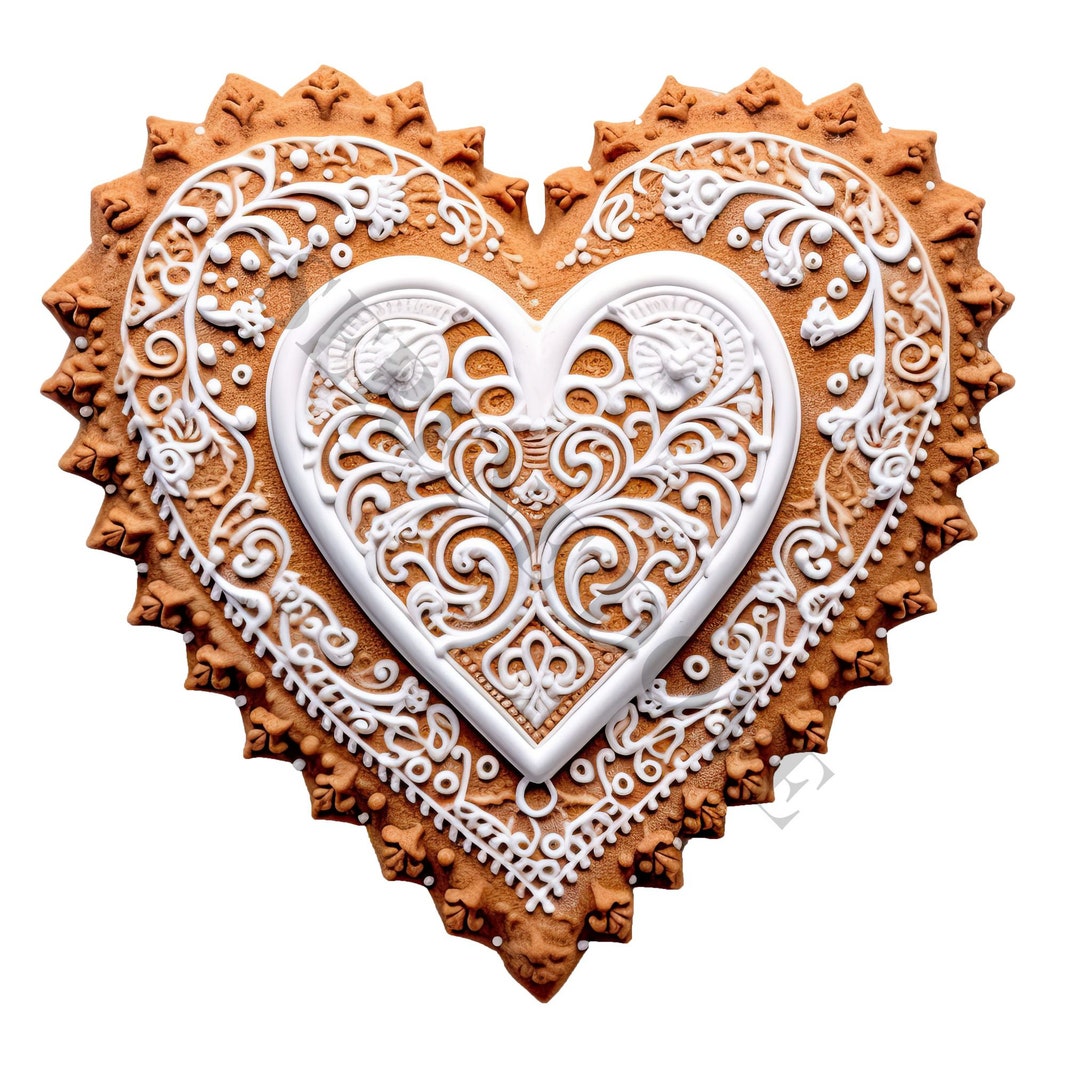 Gingerbread Heart Clipart - 12 High Quality Pngs, Digital Planner, Junk ...
